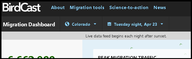 Weather Radar and Bird Migration - DarkSky Colorado